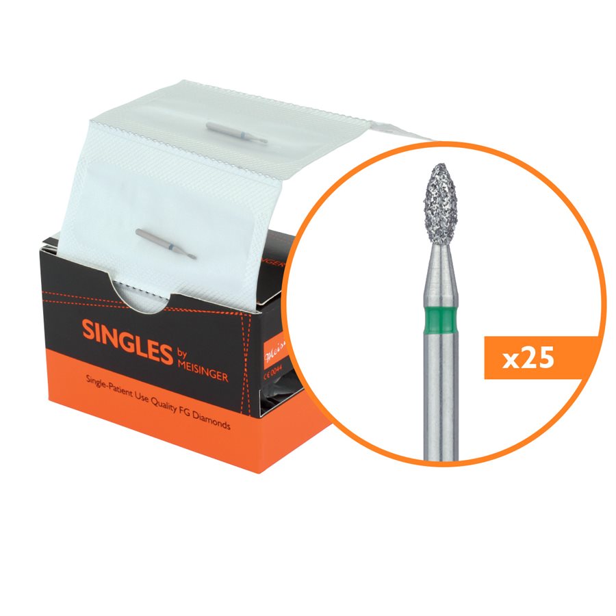 Single-Use Diamond Bur, Sterile, 25pk, 1.6mm Ø, Pointed Football, Bud ...