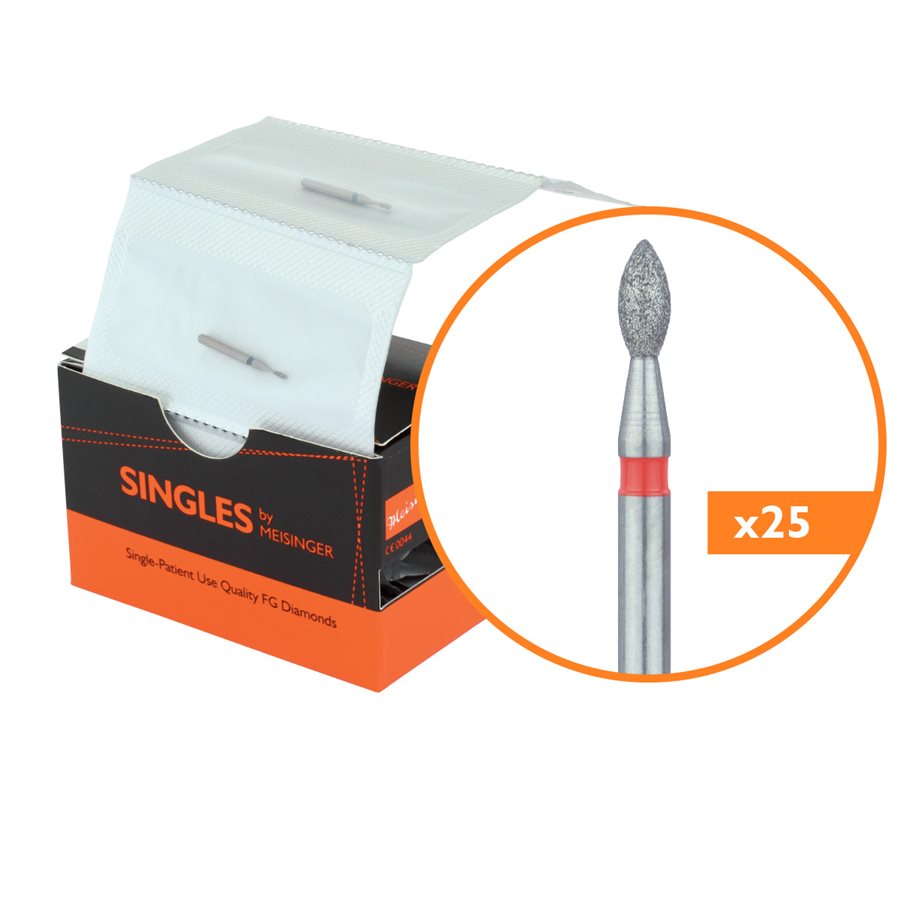 Single-Use Diamond Bur, Sterile, 25pk, 1.6mm Ø, Pointed Football, Bud ...