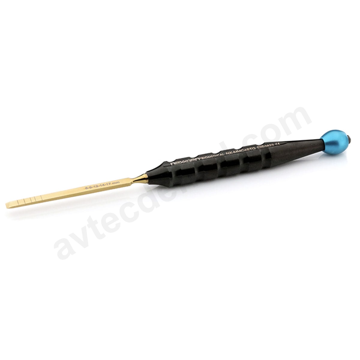 4mm Straight Bone Chisel, Gold Titanium, Tru-Grip® Handle