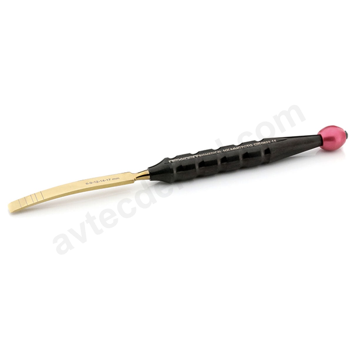 7mm Curved Bone Chisel, Gold Titanium, Tru-Grip® Handle | Avtec Dental