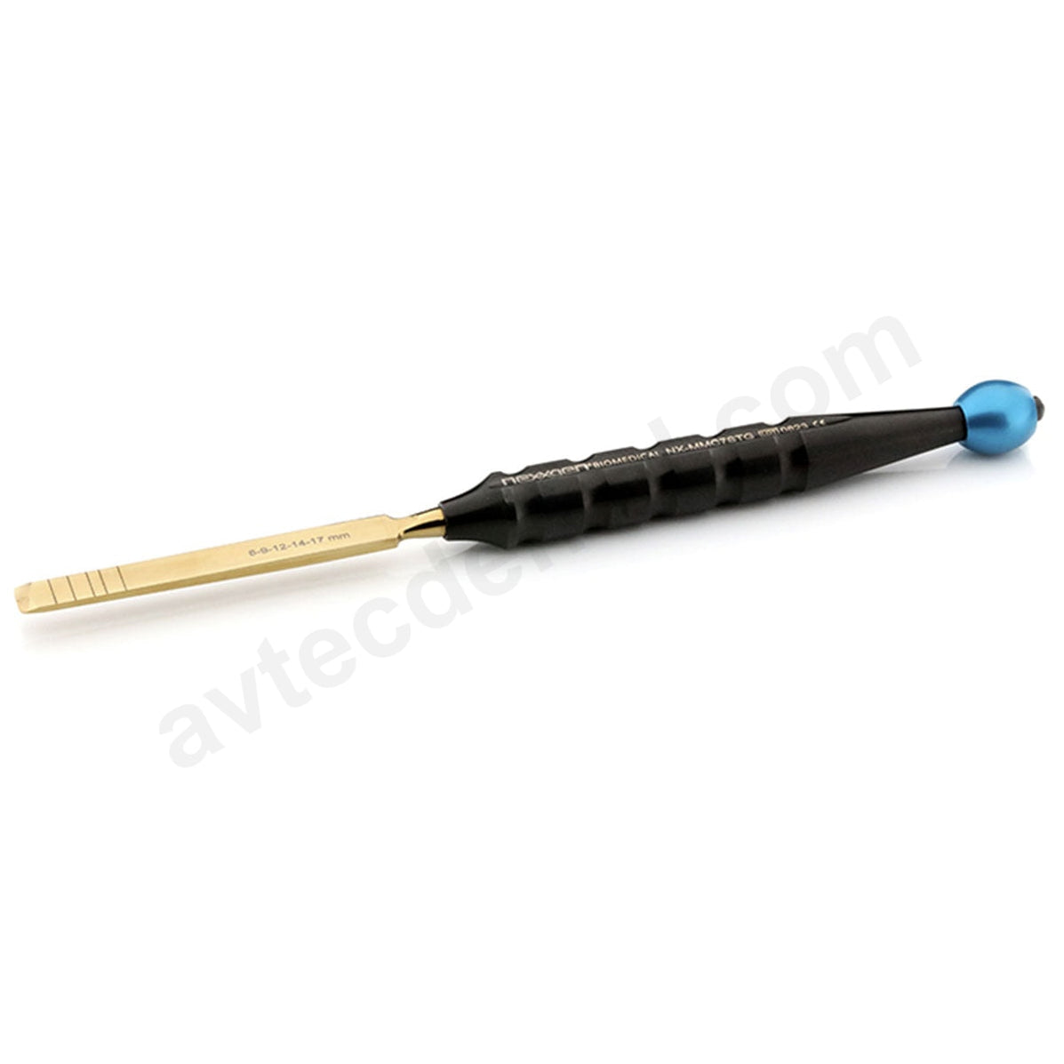 7mm Straight Bone Chisel, Gold Titanium, Tru-Grip® Handle | Avtec Dental